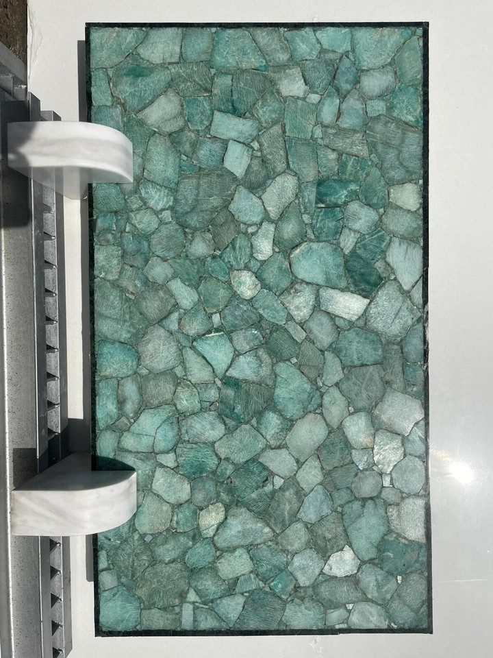 Amazonite Granite Quartz Countertops For Dining & Kitchen Table Top ...