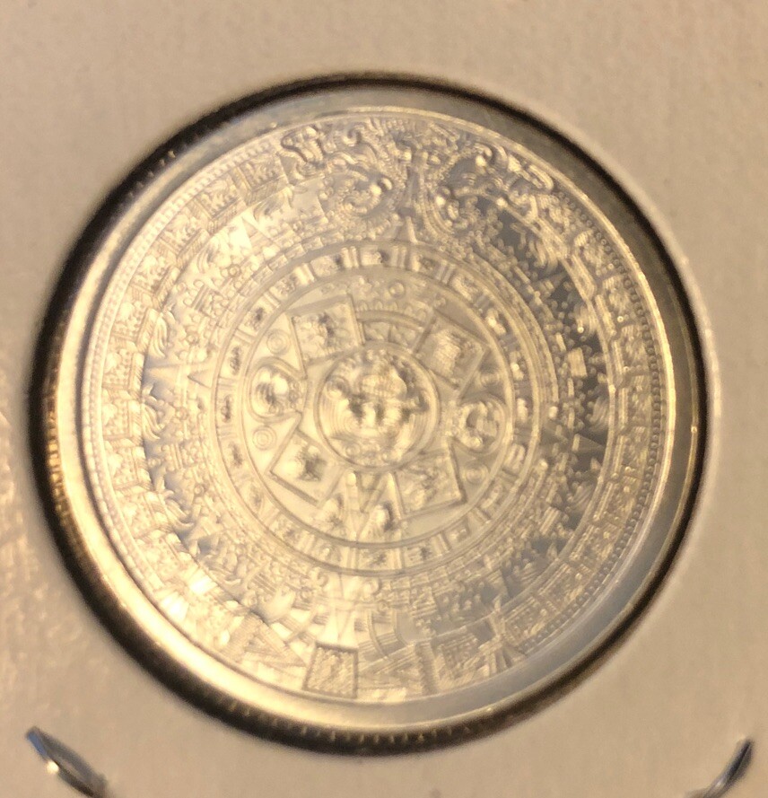 MEXICO Pure Silver .999 Bullion - Aztec Calendar Mayan- 1/4 Troy oz ...
