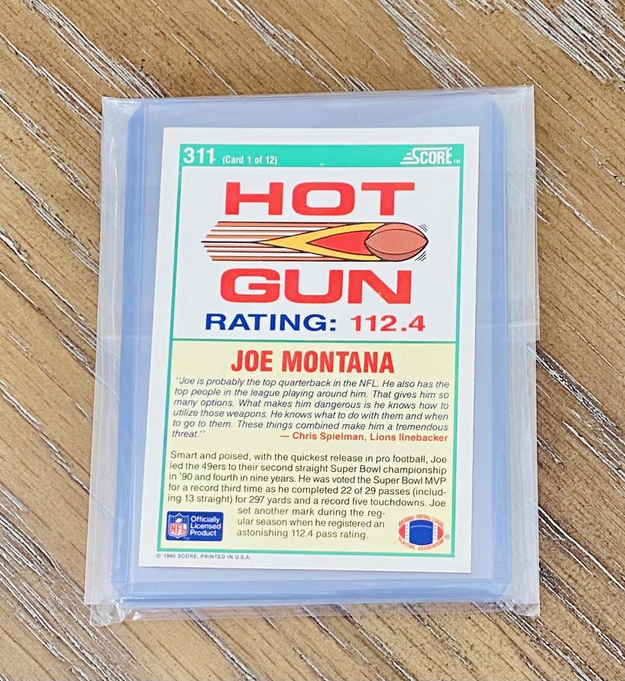 Joe Montana 1990 Score Hot Gun #311 NFL San Francisco 49ers Football🌟 ...