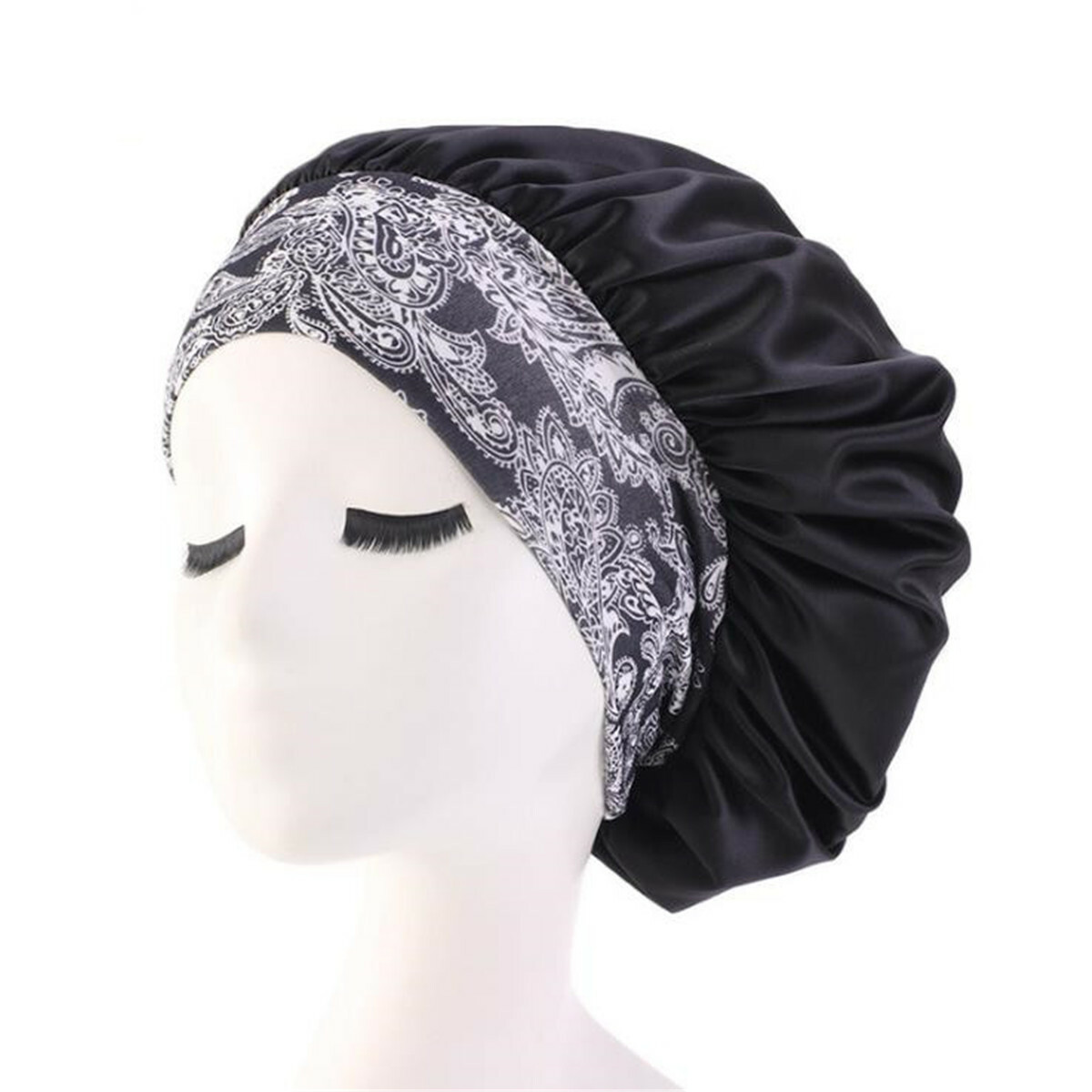 Women Hairdressing shower Hat Reusable Satin Sleep Hair Head Cover ...