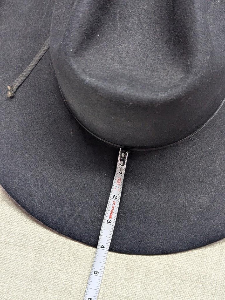vintage STOCKMAN cowboy hat 7-3/8 black WESTERN wool TALL rodeo WIDE ...