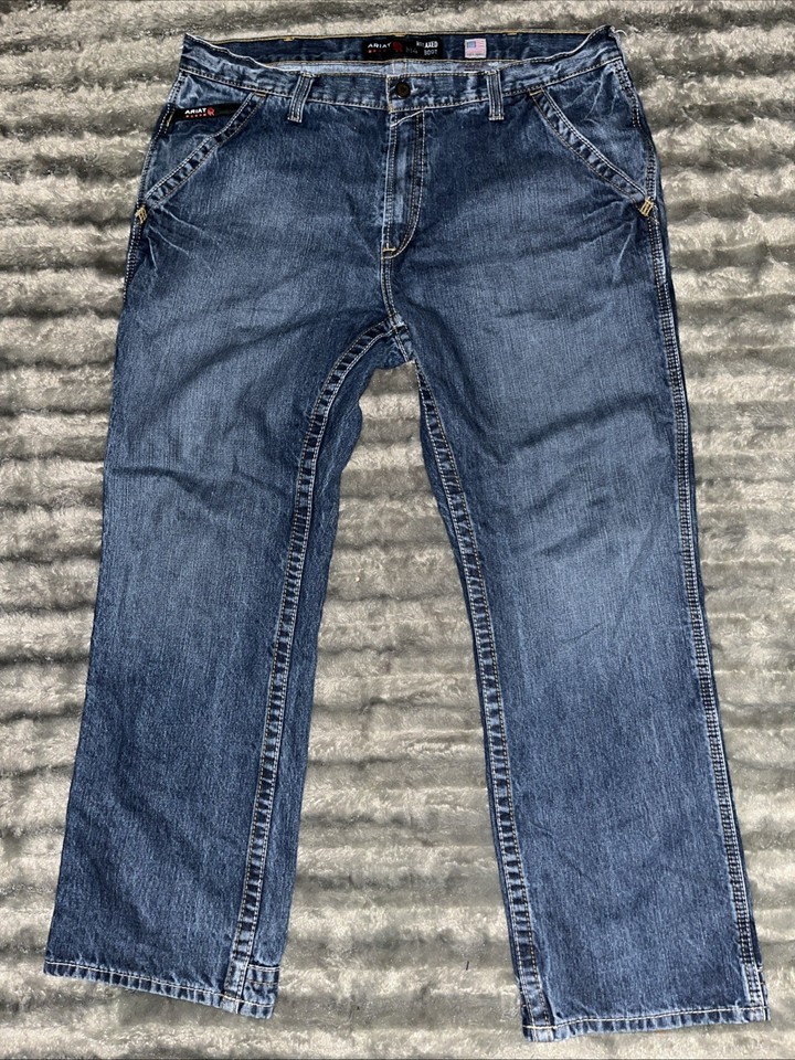 Ariat FR M4 Relaxed Workhorse Boot Cut Jean Men's 40X32 Blue Carpenter ...