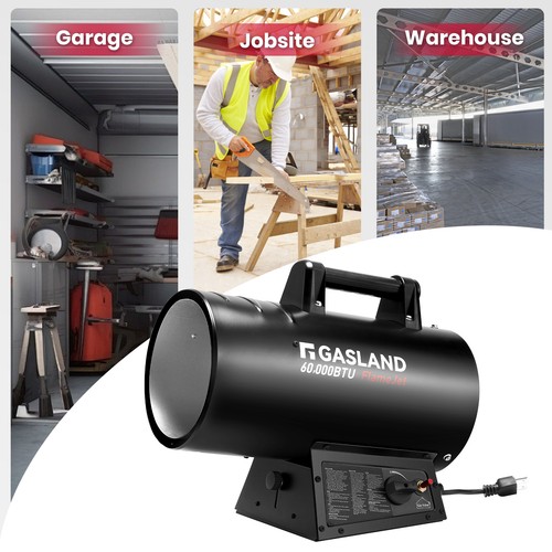 Propane Gas Forced Air Heater 60K BTU up to 1500 sq.ft Portable for ...