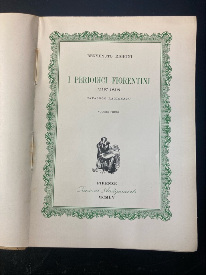 Righini B.I Publicaciones Periódicas Fiorentini (1597-1950). Volume Primo. 1955 | eBay UK