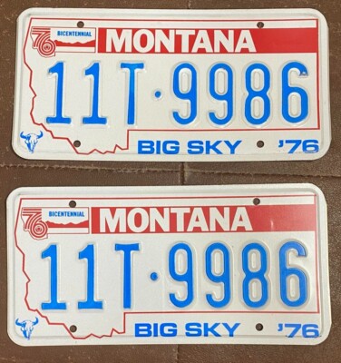 Montana 1976 PHILLIPS COUNTY TRUCK BICENTENNIAL License Plate PAIR ...