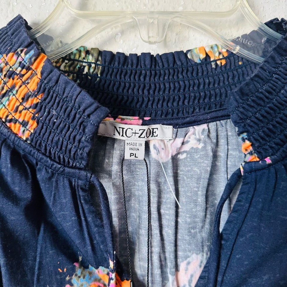 Nic and Zoe Bright Spot Pleat Sleeve Boho Blouse Petite Sz PL NWT B-G ...