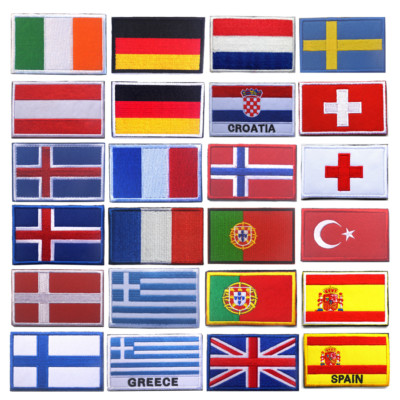 National European Country Flag Hook Loop Patch Embroidery Backing ...