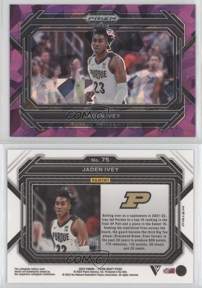 2023 Panini Prizm Draft Picks Purple Ice Variations 52/149 Jaden Ivey ...