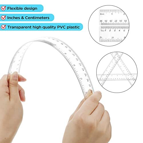Pieces 12 Inch Ruler Bulk Clear Plastic Flexible Rulers with ...