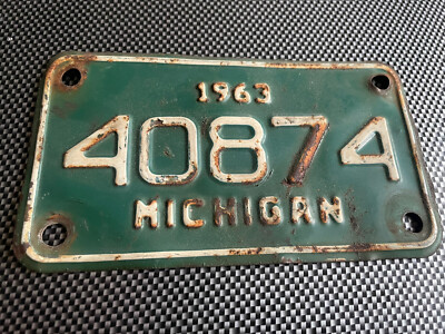 1963 Michigan Motorcycle License Plate 40874 | eBay