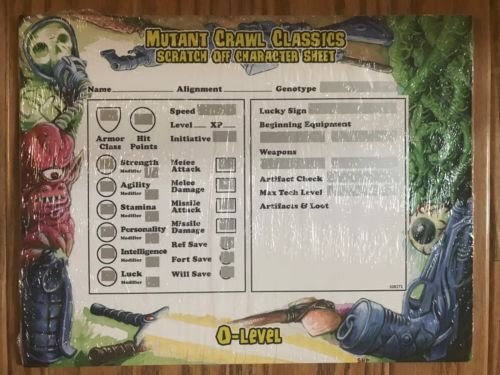 Mutant Crawl Classics RPG: 0-Level Scratch Off Character Sheets (*See ...