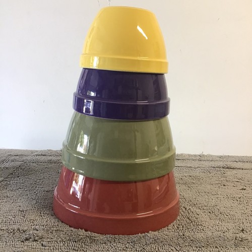 Crate & Barrel 4 Pc Complete Set Nesting Mixing Bowls Bright Color 9”,8 ...