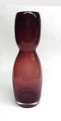 MCM Blenko? Hour Glass Art Vase Amethyst Studio Hand Blown Heavy Clear ...