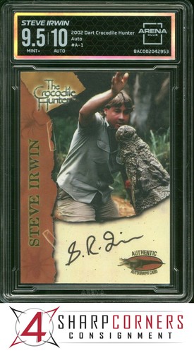 2002 DART CROCODILE HUNTER AUTOGRAPH #A-1 STEVE IRWIN ARENA CLUB 9.5 ...