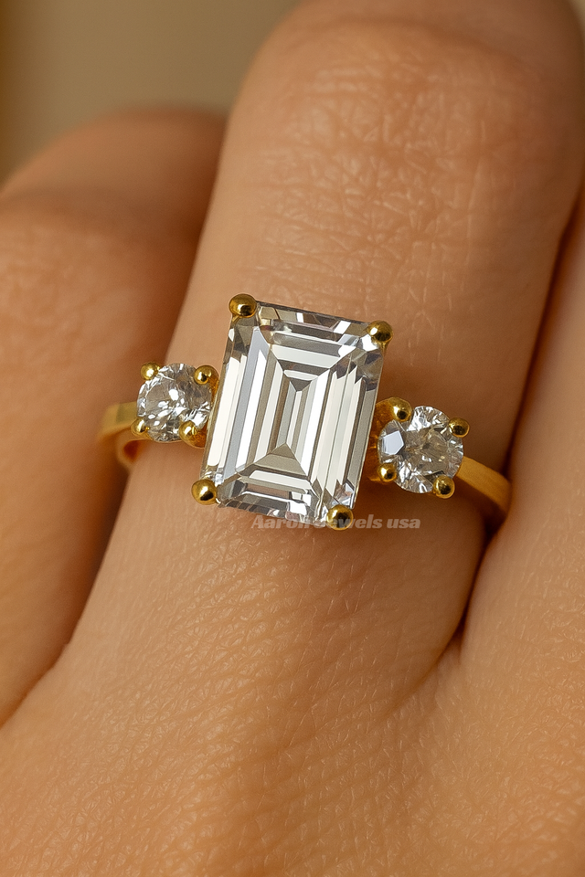 IGI Certified 3.50Ct Emerald Lab Grown Diamond Engagement Ring 14K ...