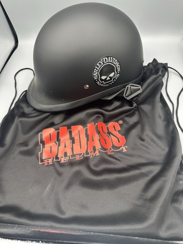 Badass Motorcycle Rocker Half Helmet Matte Black / Denim Never Used Men ...