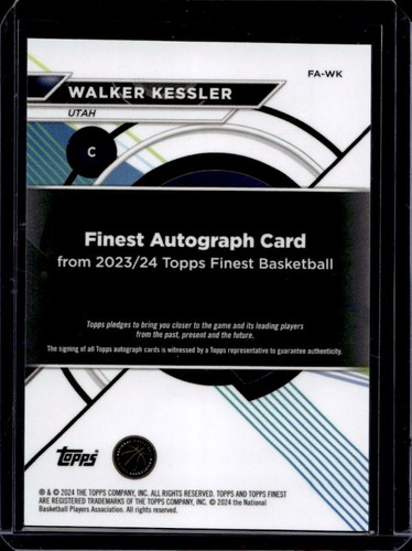 2023-24 Topps Finest Walker Kessler Auto Blue Geometric Refractor #74/ ...