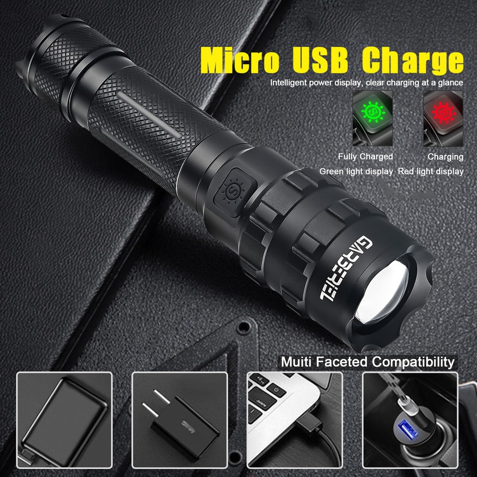 Super Bright xhp90 xhp50 LED Tactical Flashlight Rechargeable Powerful ...
