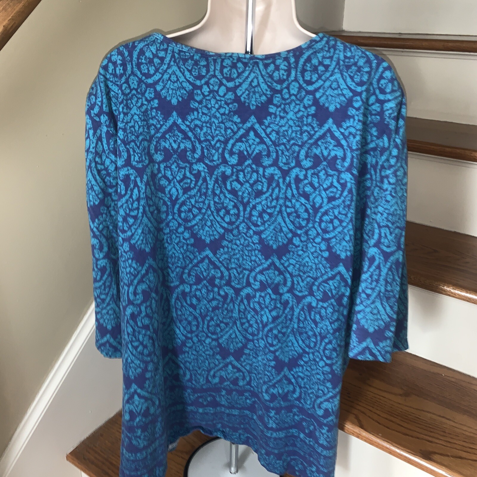 CATHERINE'S Ocean Blue Paisley Tie Dye Geometric Blou… - Gem