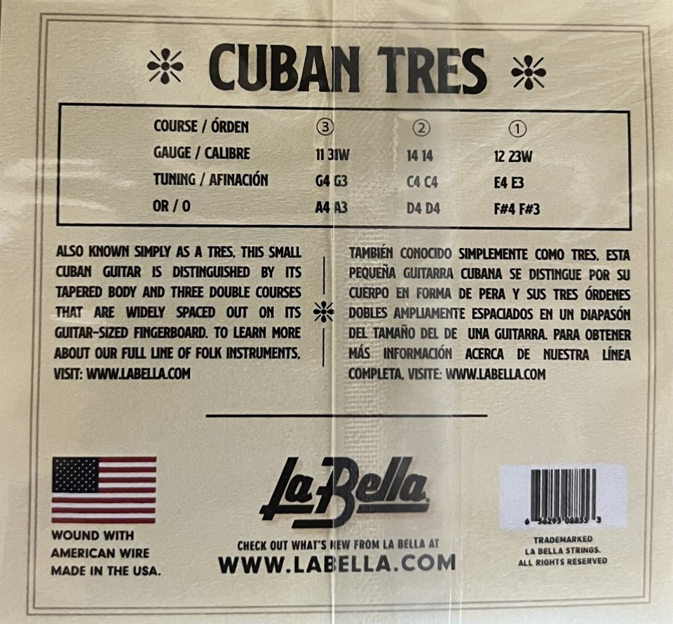 Cuban Tres Strings, CT750, La Bella Set De Cuerdas Para El Tres Cubano ...