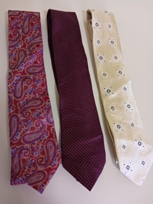 Lot of Three Mens Silk Used Neckties, William Stone, Calvin Klein ...