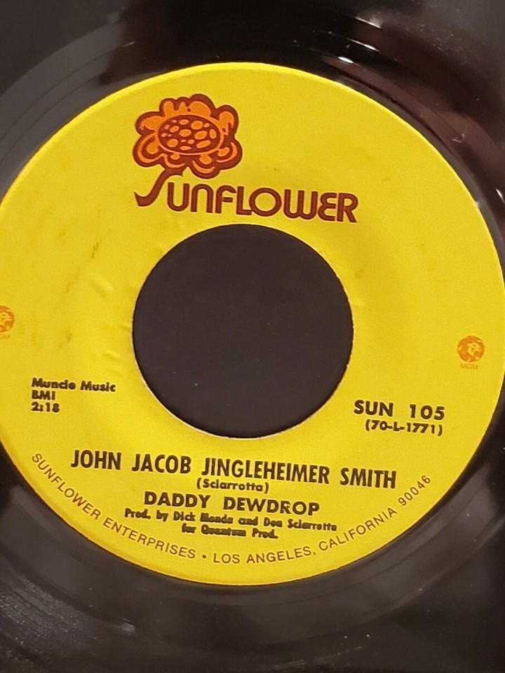 DADDY DEWDROP 7" 45 RPM "Chick-A-Boom" & "John Jacob Jingleheimer Smith ...
