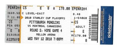 PITTSBURGH PENGUINS OFFICIAL LAST GAME TICKET CIVIC ARENA 5/12/10 VS ...
