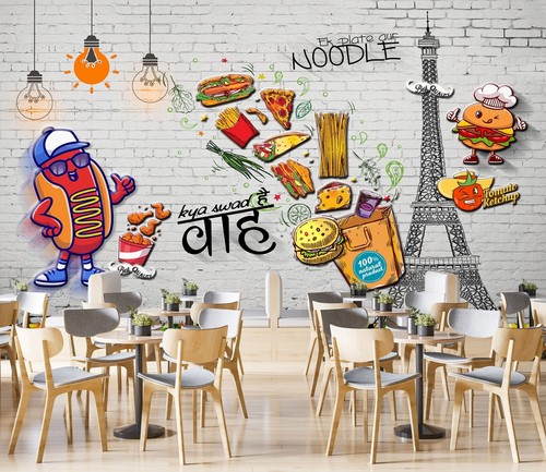 3D Hot Dog Tower A5085 Business Wallpaper Wall Murals Self-adhesive ...