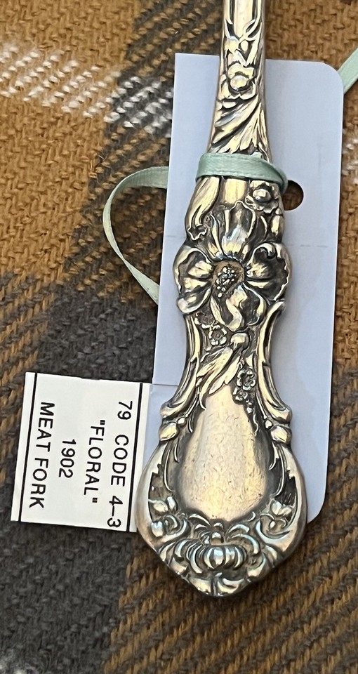 Vintage 1835 R Wallace A1 Floral 8" Medium Solid Cold Meat Fork circa ...