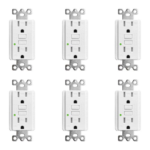 6 Pack Tamper Resistant GFCI Outlet Receptacle 15 AMP 125 Volt TR WR ...