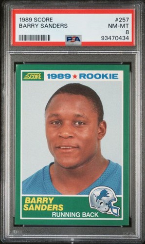 Graded 1989 Score Barry Sanders #257 Rookie RC Football Card PSA 8 NM ...