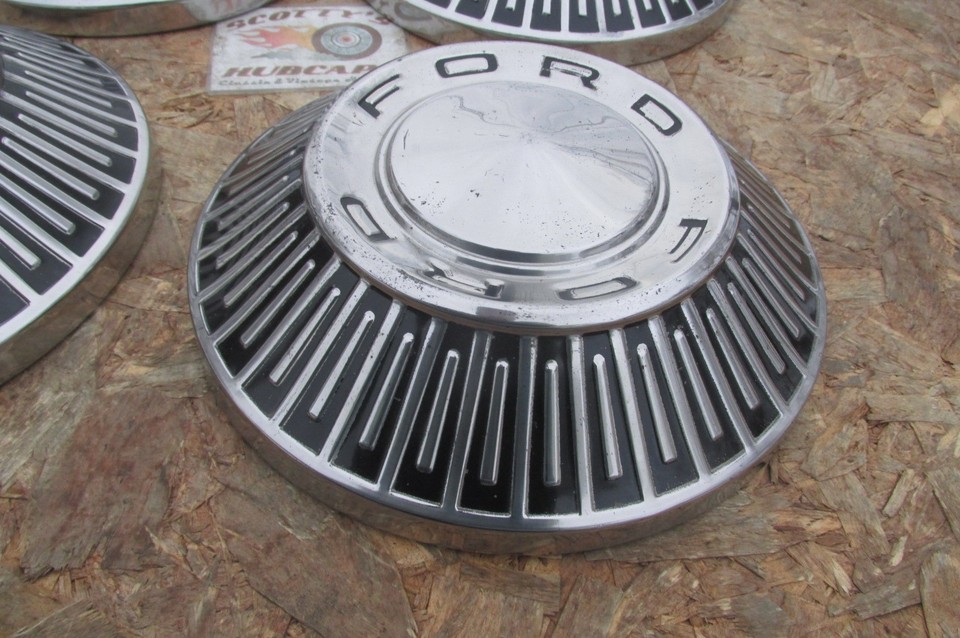 1965, 1966 FORD BRONCO, GALAXIE, COP CAR POVERTY DOG DISH HUBCAPS SET ...