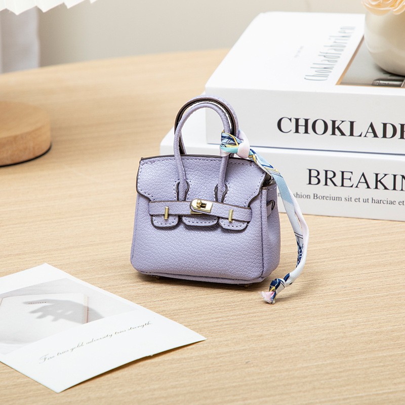 Mini Women Girl Leather Handbag Keychain Coin Purse Car Bag Charm for ...