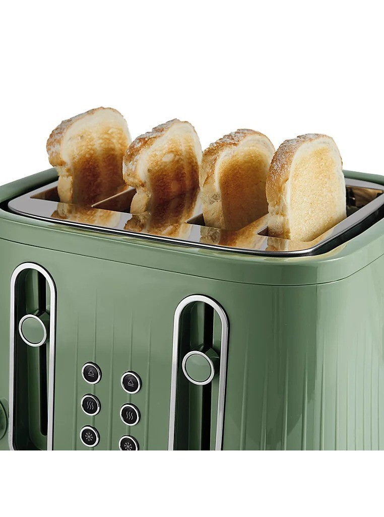 Green & Wood Scandi Textured 4 Slice Electric Toaster Kitchen Appliance ...