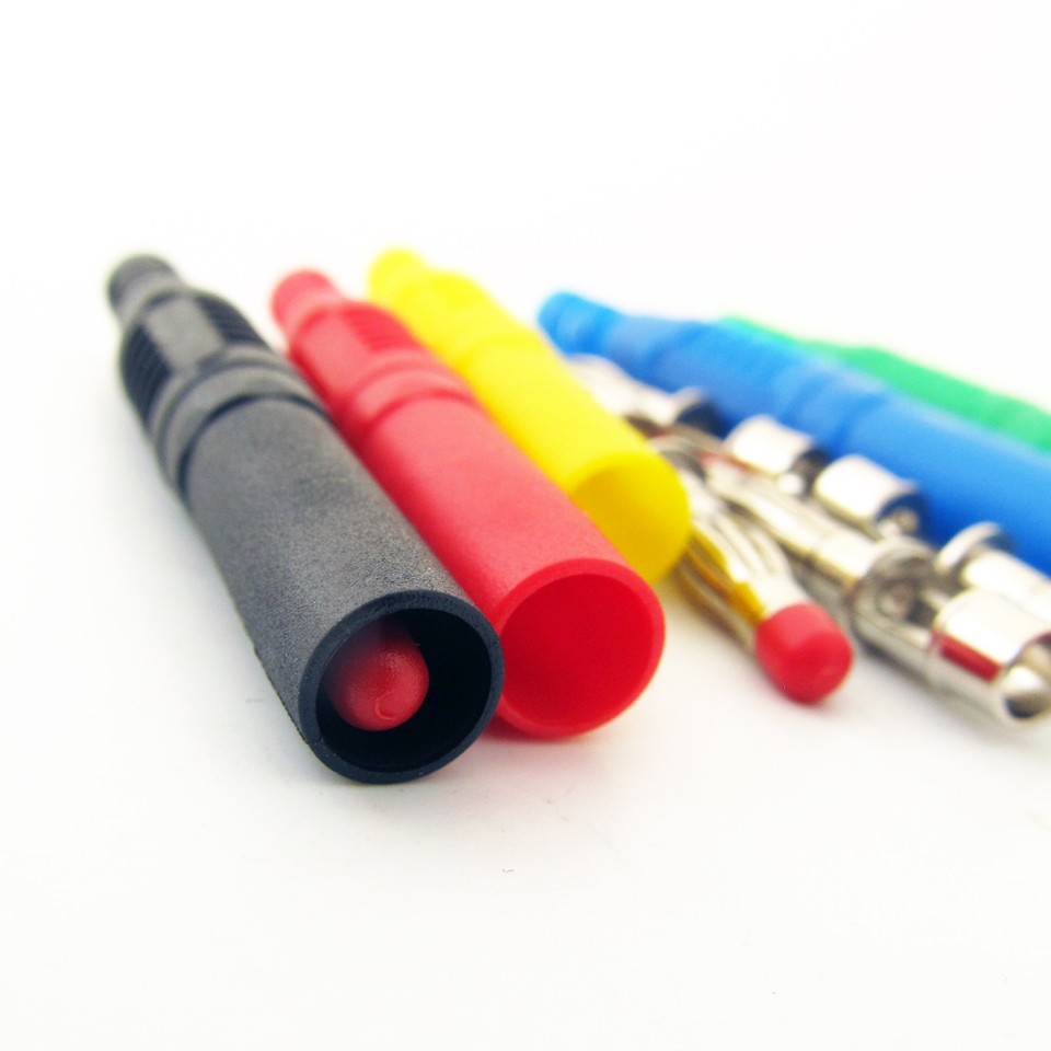 10sets 5 colors 4mm Brass Insulated Banana Plug Shrouded Cable Plug ...