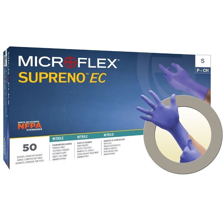*50-Gloves* Microflex Supreno EC Extended Cuff PF Nitrile Small SEC-375 ...