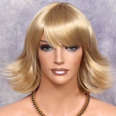 NEW STYLE Short flip out w. BANGS Full WIG 24/613 Blond Mix UM Hair ...