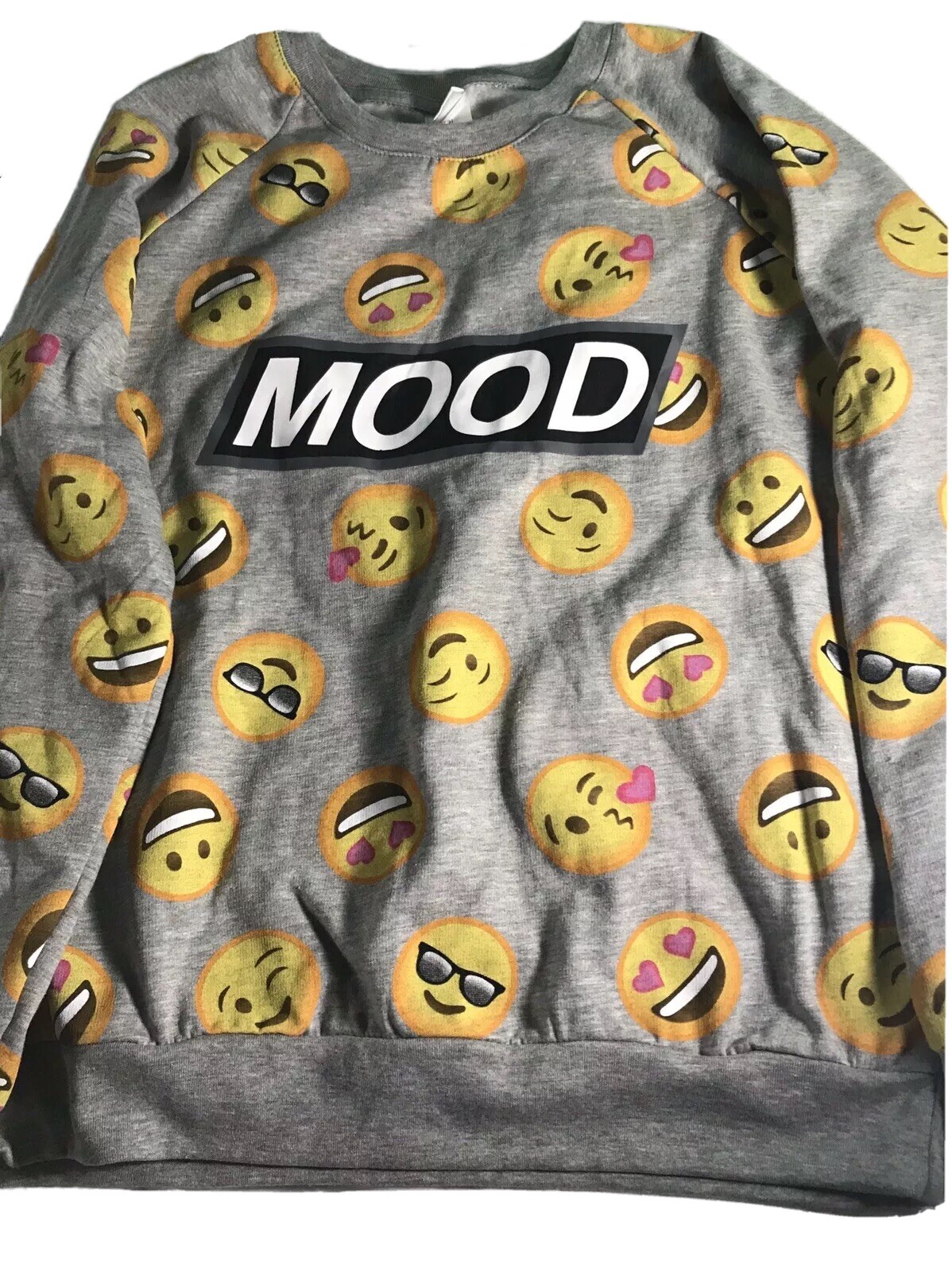 Freeze Emoji Mood Smiley Face Grey Sweatshirt Juniors… - Gem