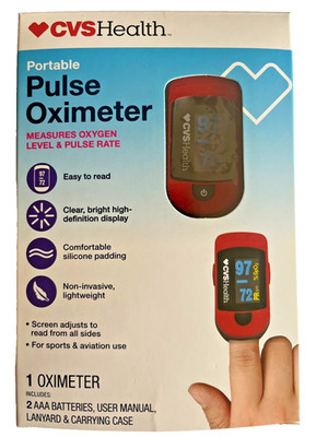 NEW in Box CVS health portable pulse oximeter measures oxygen level and ...