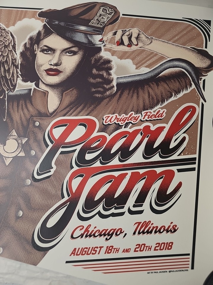 2018 Pearl Jam Wrigley Field Chicago Screen Print Concert Poster Paul ...