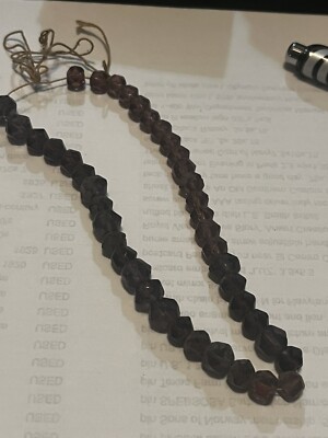 antique amythyst faceted various size bead necklace on 10" long thin ...