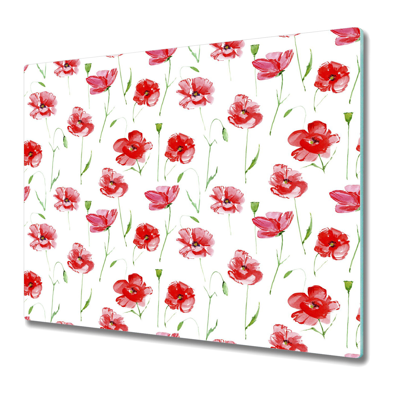 Glass Kitchen Chopping Cutting Board Worktop Saver Red poppy flowers ...