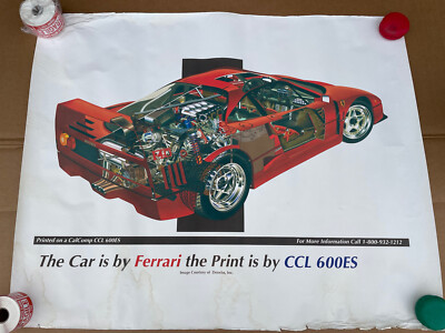 1990s FERRARI F40 CALCOMP 600ES HIGH QUALITY PRINT POSTER DENEBA INC ...