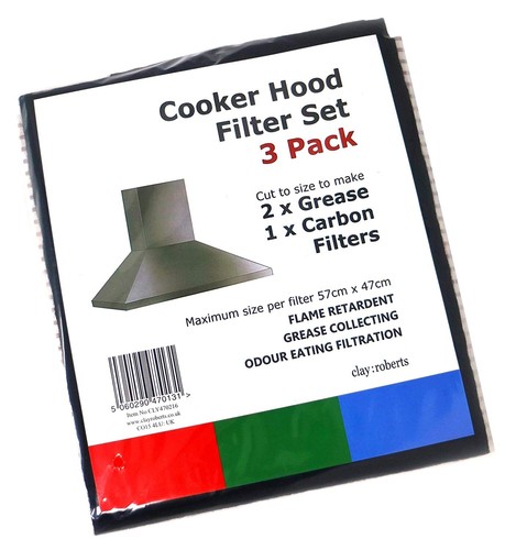 3 x Grease Carbon Cooker Hood Filters Universal Cut to Size Charcoal ...