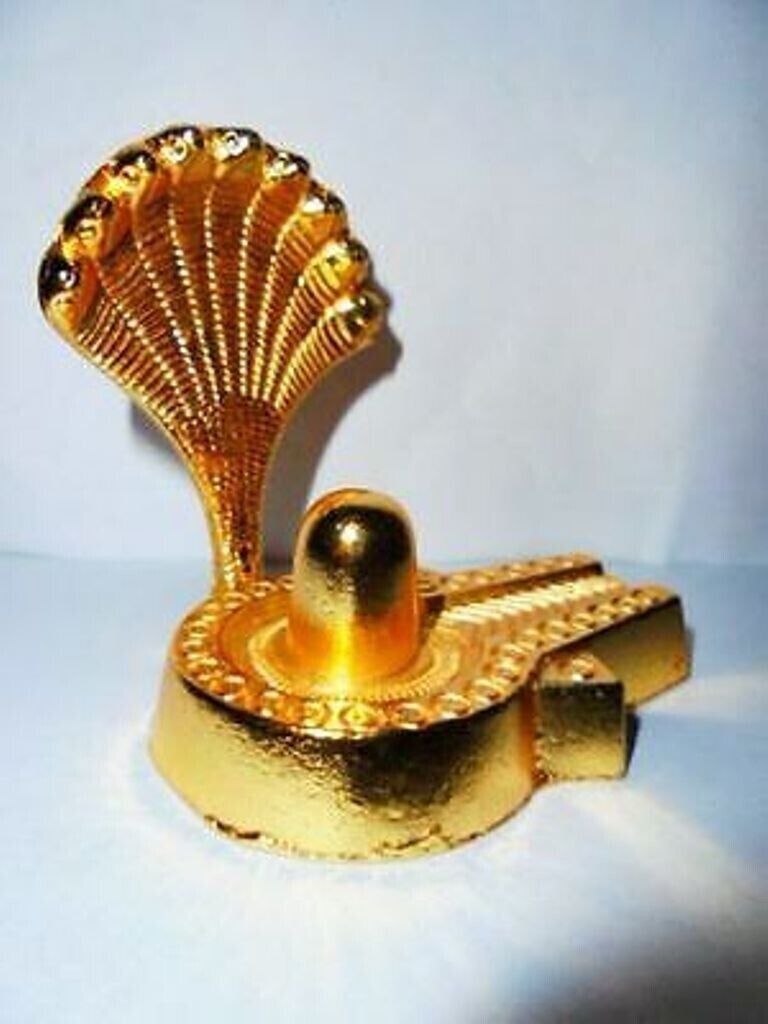 Hindu Puja 2.5'' Metal Shivling n Naag Statue God Shiva Lingam Yantra ...