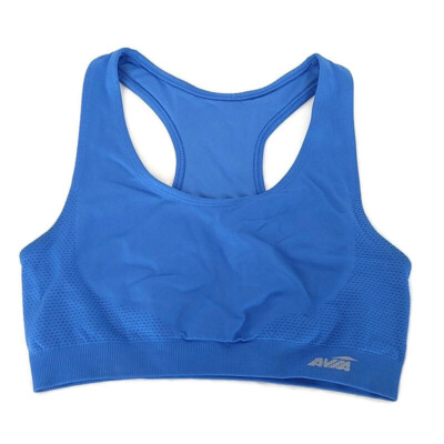 Avia Womens sz S Sports Bra Solid Blue Racerback Pull Over Compression ...