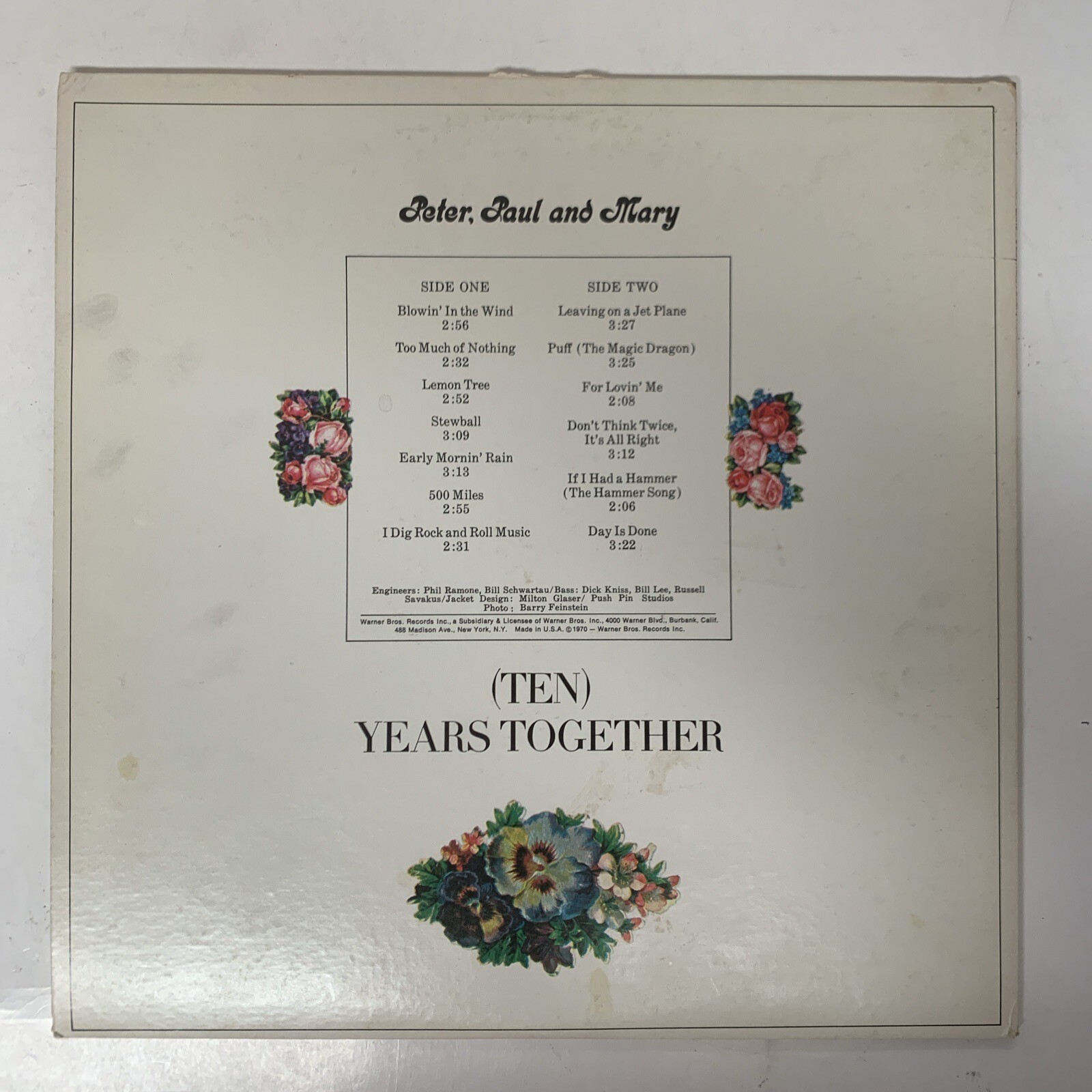 The Best Of Peter, Paul And Mary - (Ten) Years Together - Vinyl Record ...
