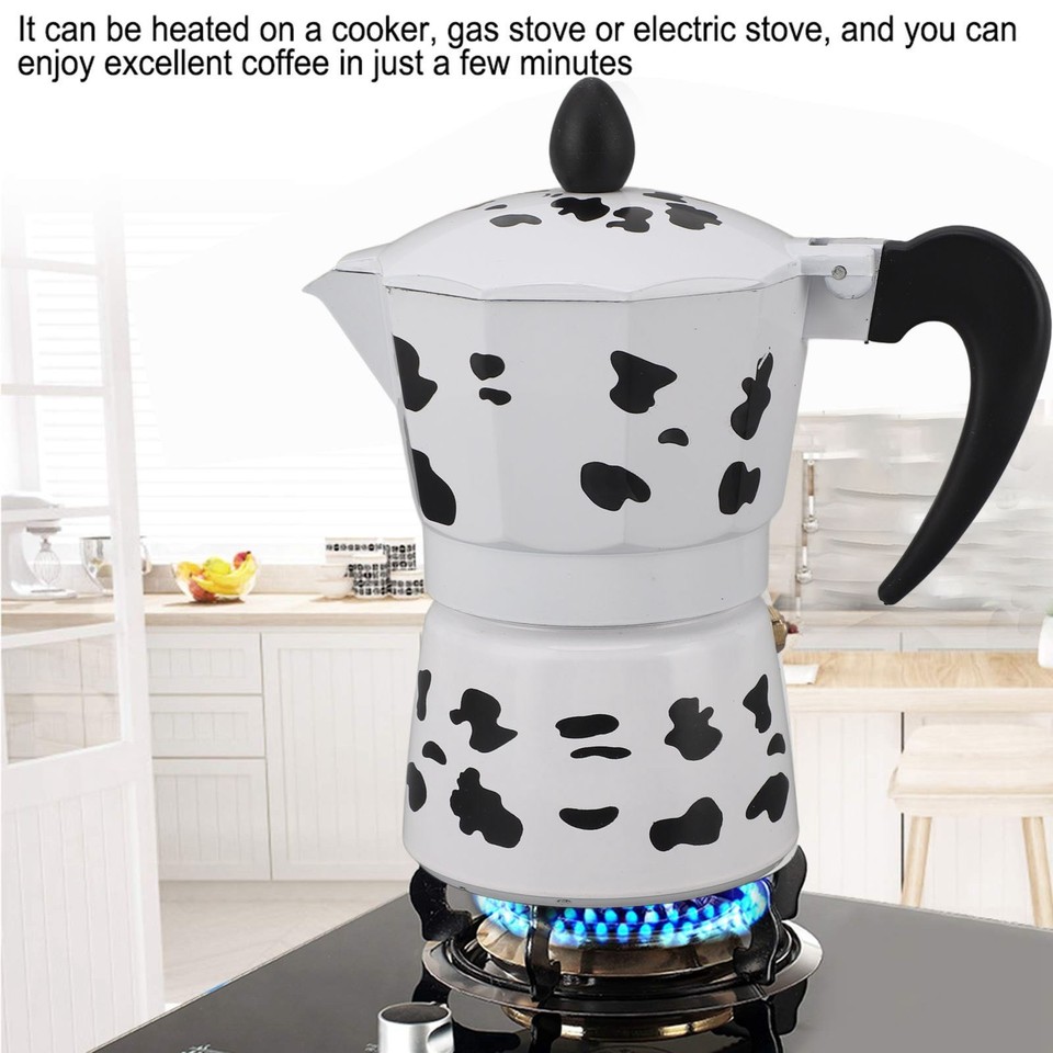 Milk Cow Color Moka Pot Aluminum Coffee Pot Coffee Maker For Home Cafe ...