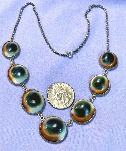 VINTAGE LOVELY FOR FALL STERLING SILVER OPERCULUM SHELL NECKLACE | eBay ...