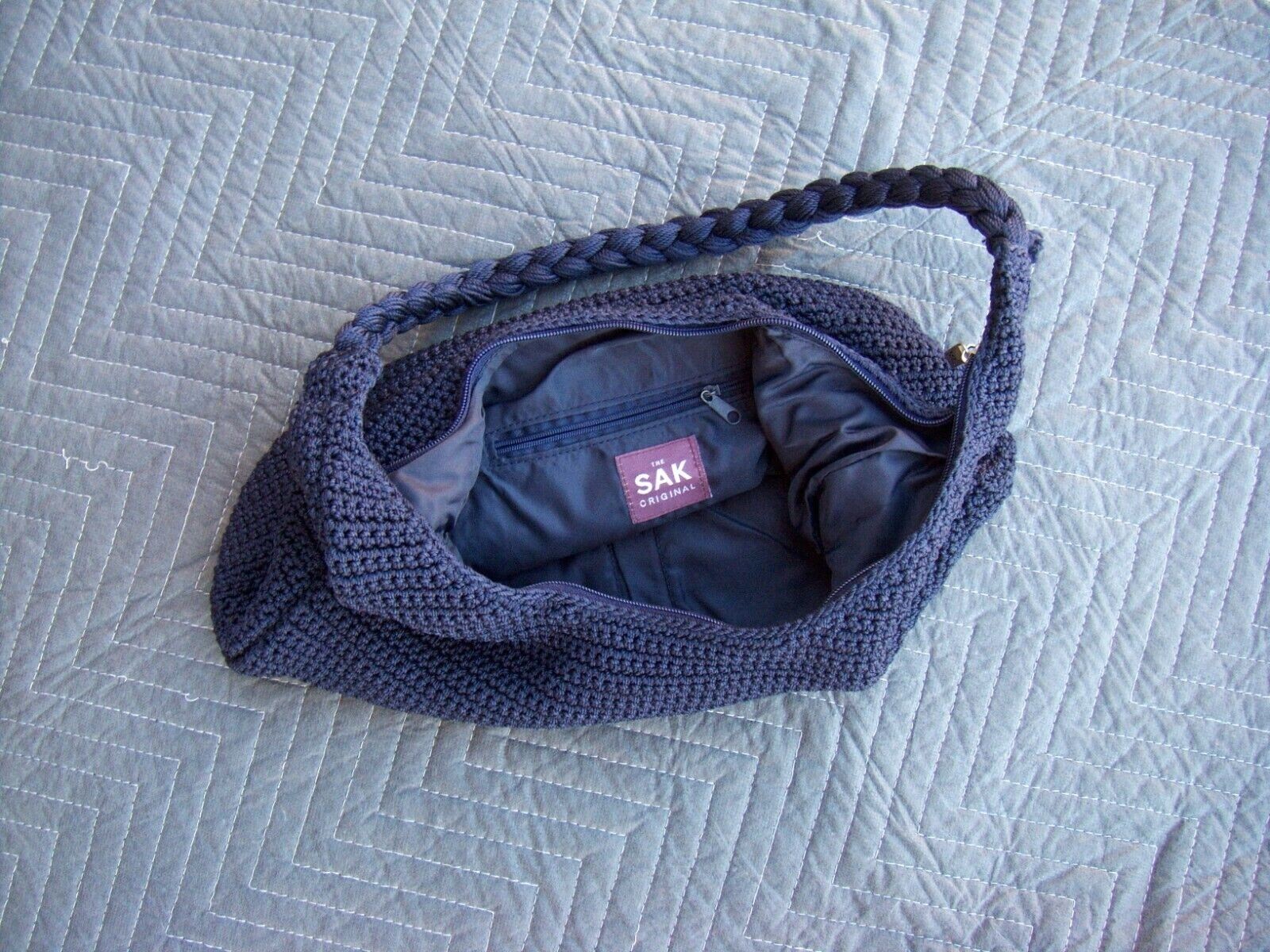 Sak Original Navy Blue Woven Handbag 16" x 11" Pre-owned | eBay
